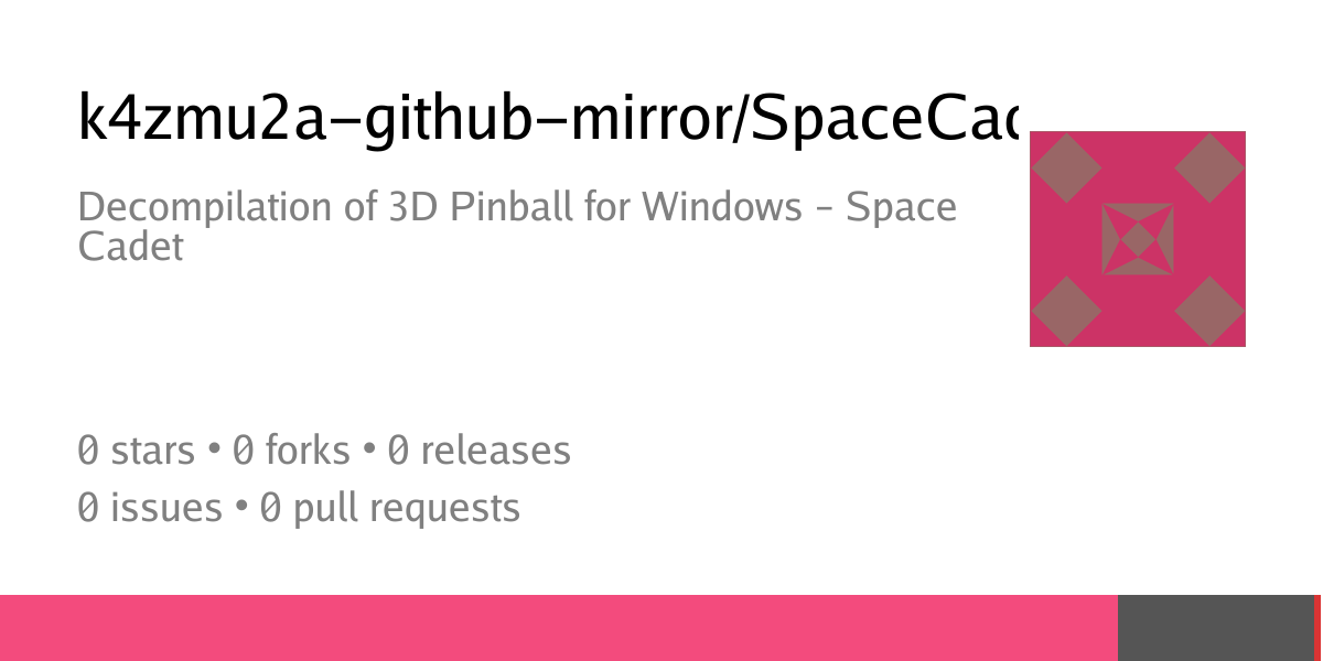 k4zmu2a-github-mirror/SpaceCadetPinball: Decompilation of 3D Pinball for Windows – Space Cadet ...
